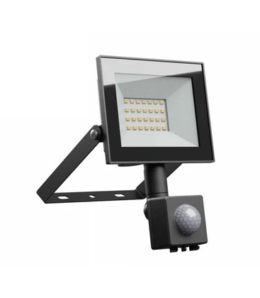 20W projektør - IP44, Sort, PIR sensor