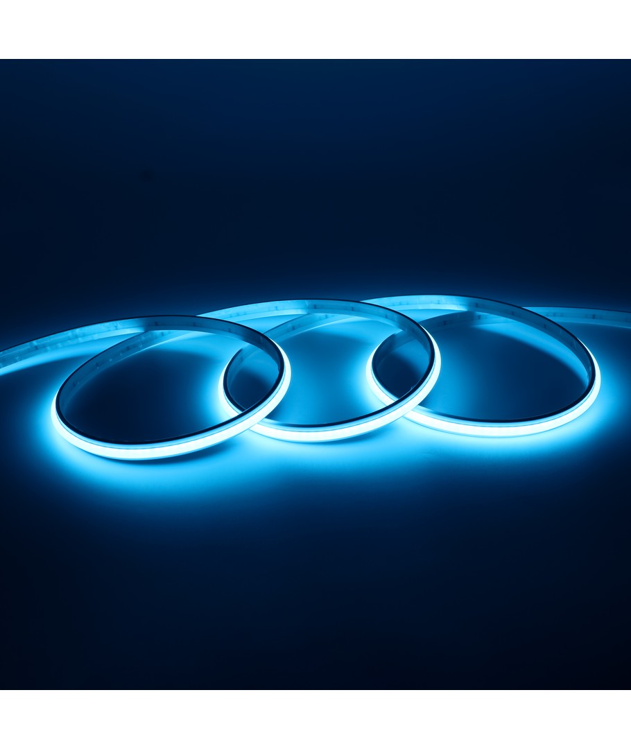 5m 9W/m Lyseblå Dot-free COB-LED strip - 24V DC, IP20, 240 LED/m, 5 års ...