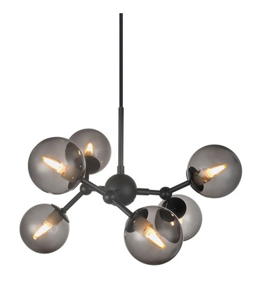 Halo Design - ATOM Chandelier 6L G9 sort/smoke glas